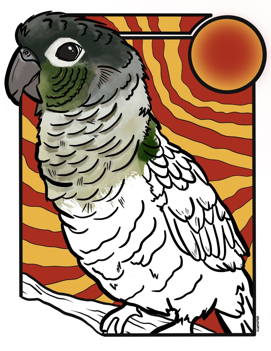 Tropical Bird Coloring Page - Just Download and Print! Green Cheeked ...