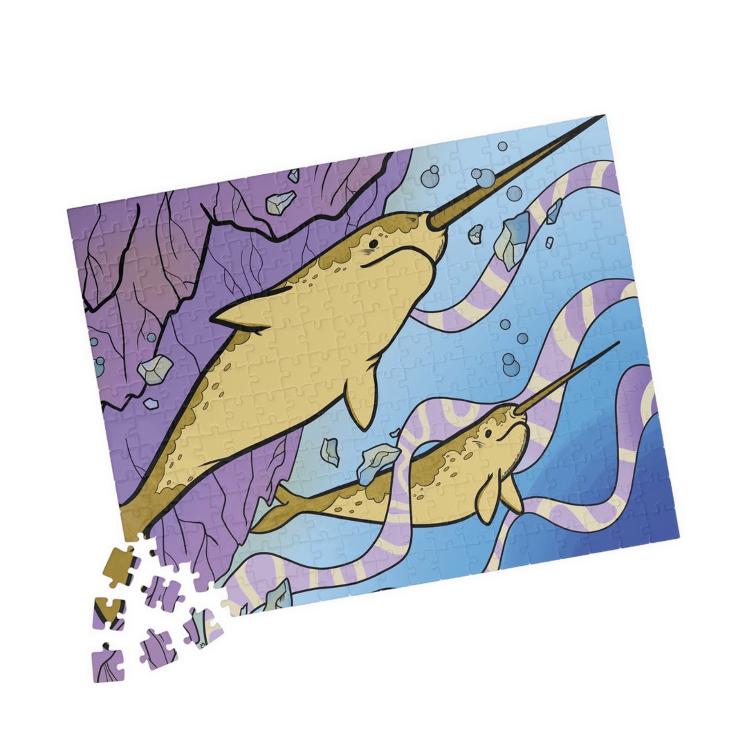 Narwhals Puzzle - 252 Pieces - Golden Narwhals Ocean Puzzle - Fun for ...