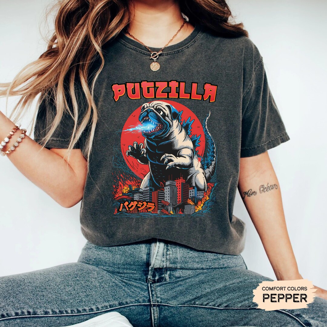Retro Pugzilla T-shirt: 90s Anime Pug Mom Gift - Etsy