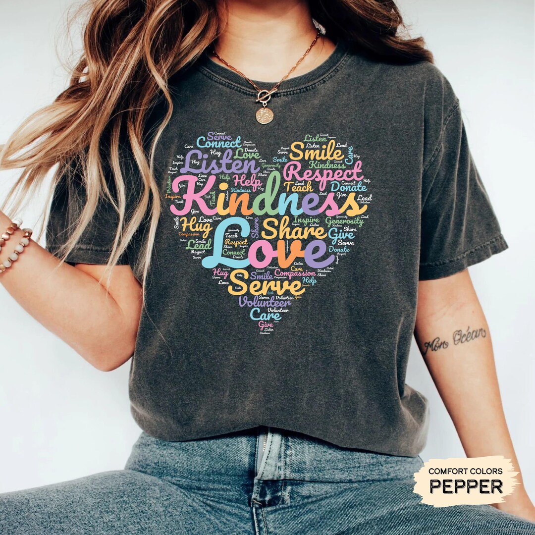 Kindness Word Art Heart Shirt Counselor Shirt Anti-racism Shirt ...