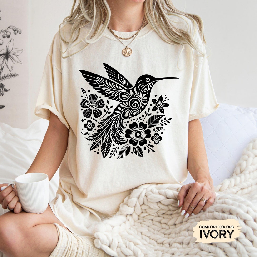 Floral Hummingbird Shirt Bird Lover Shirt Bird Nerd Shirt Animal Lover ...