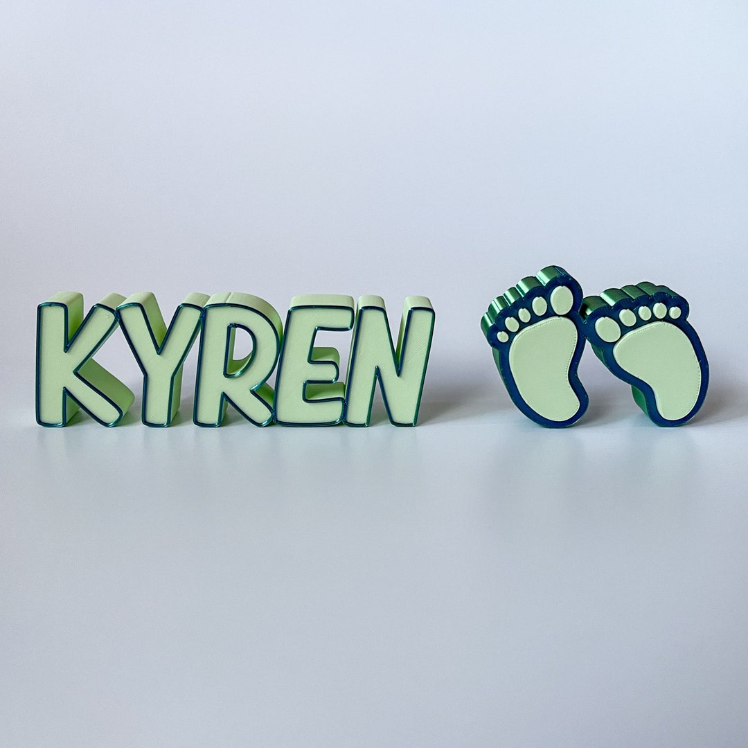 Custom Baby Name Plate With Footprint Design,3d Printed Desk Name for ...