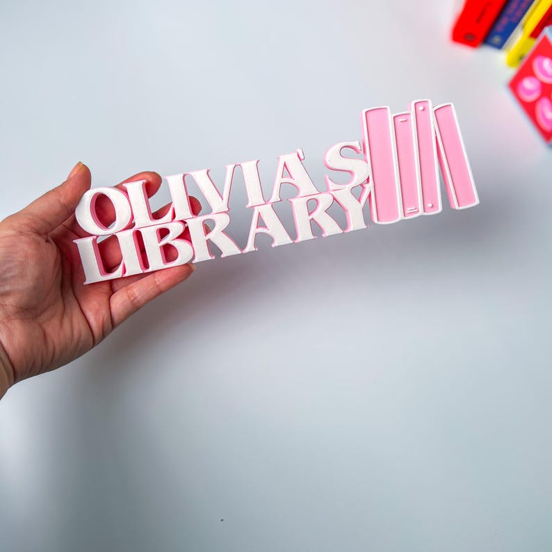 Custom Library Sign for Bookshelf Decor, Custom Name for Bookish Gift ...