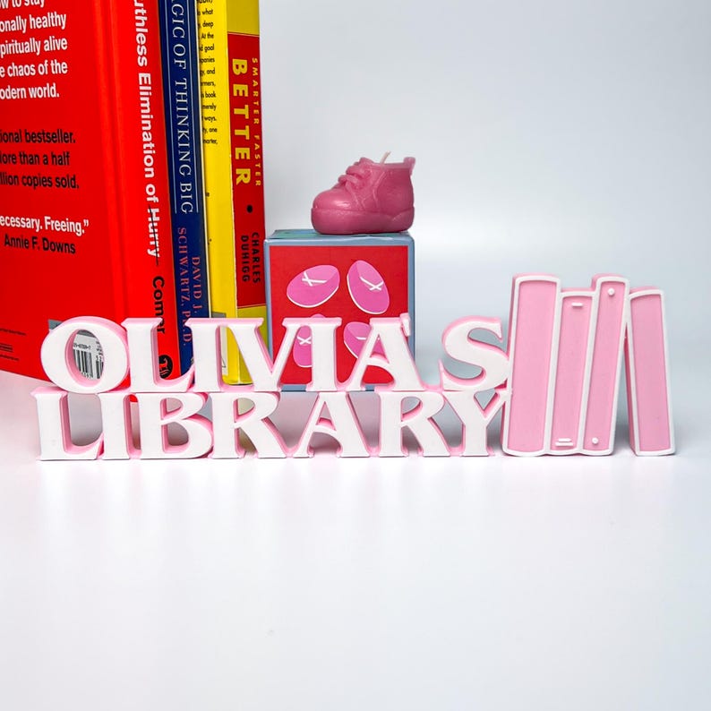 Custom Library Sign for Bookshelf Decor, Custom Name for Bookish Gift ...