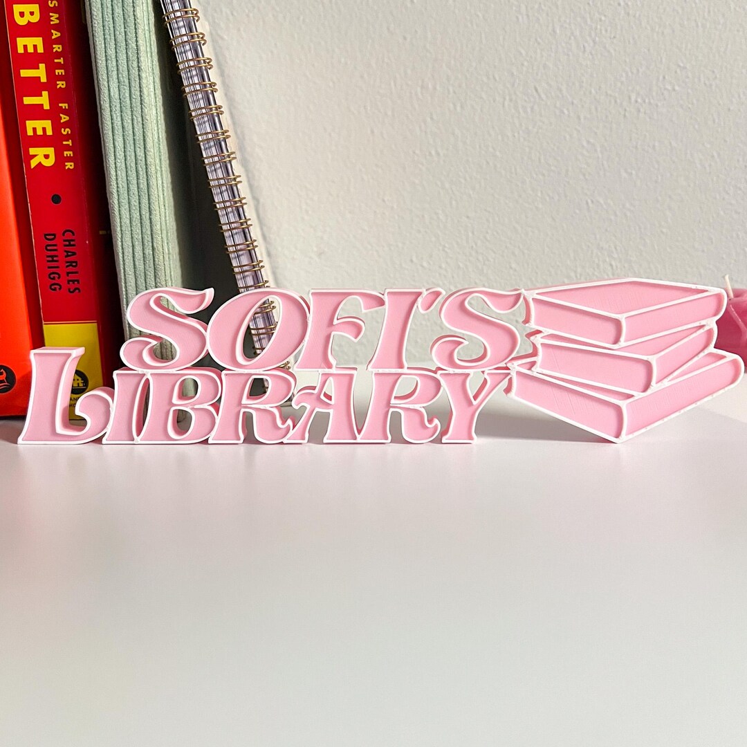 Custom Library Sign for Bookshelf Decor, Custom Name for Bookish Gift ...