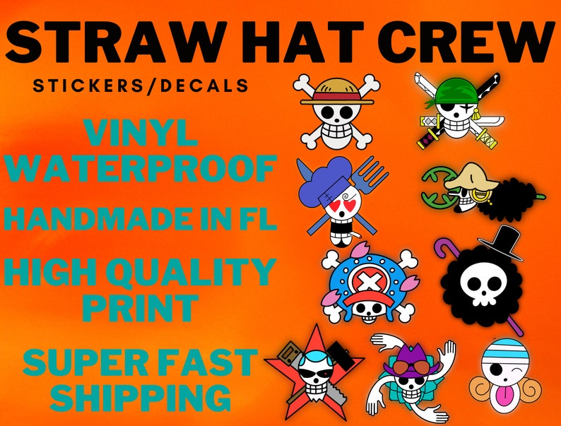 Straw Hat Luffy Crew Stickers One Piece - Etsy