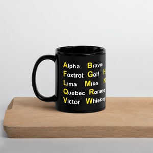 Black Glossy Mug NATO Phonetic Alphabet - Etsy