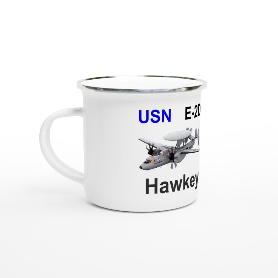 White 12oz Enamel Mug US Navy E-2D AEW Early Warning Aircraft - Etsy