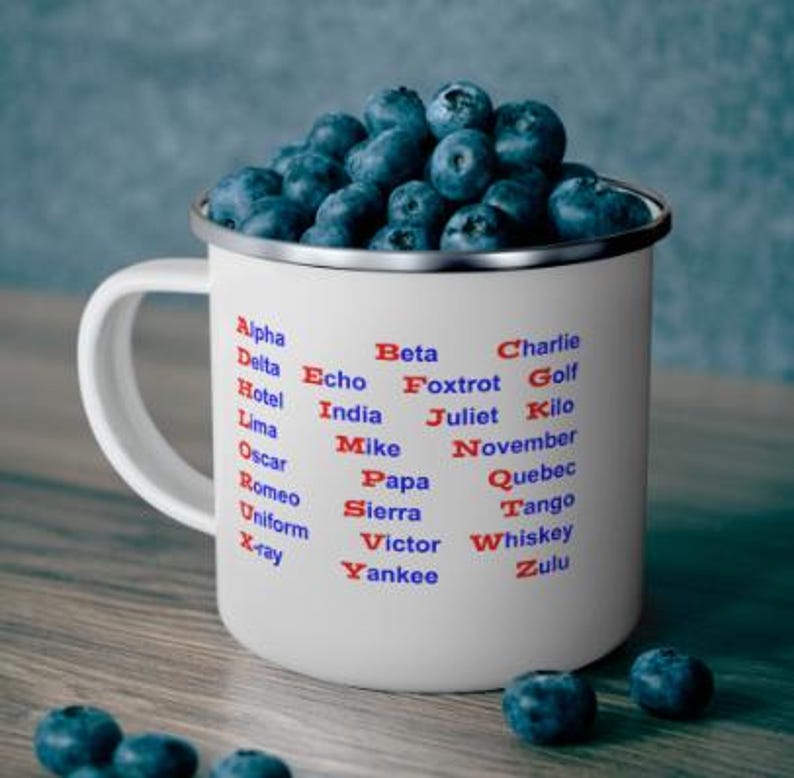 Enamel Mug NATO Phonetic Alphabet - Etsy