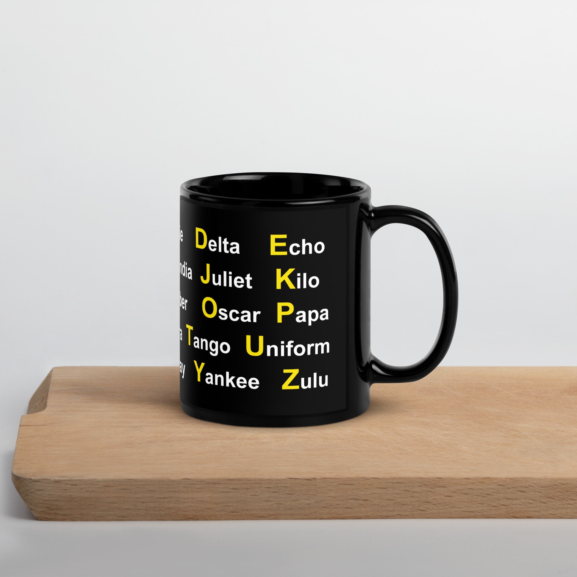 Black Glossy Mug NATO Phonetic Alphabet - Etsy