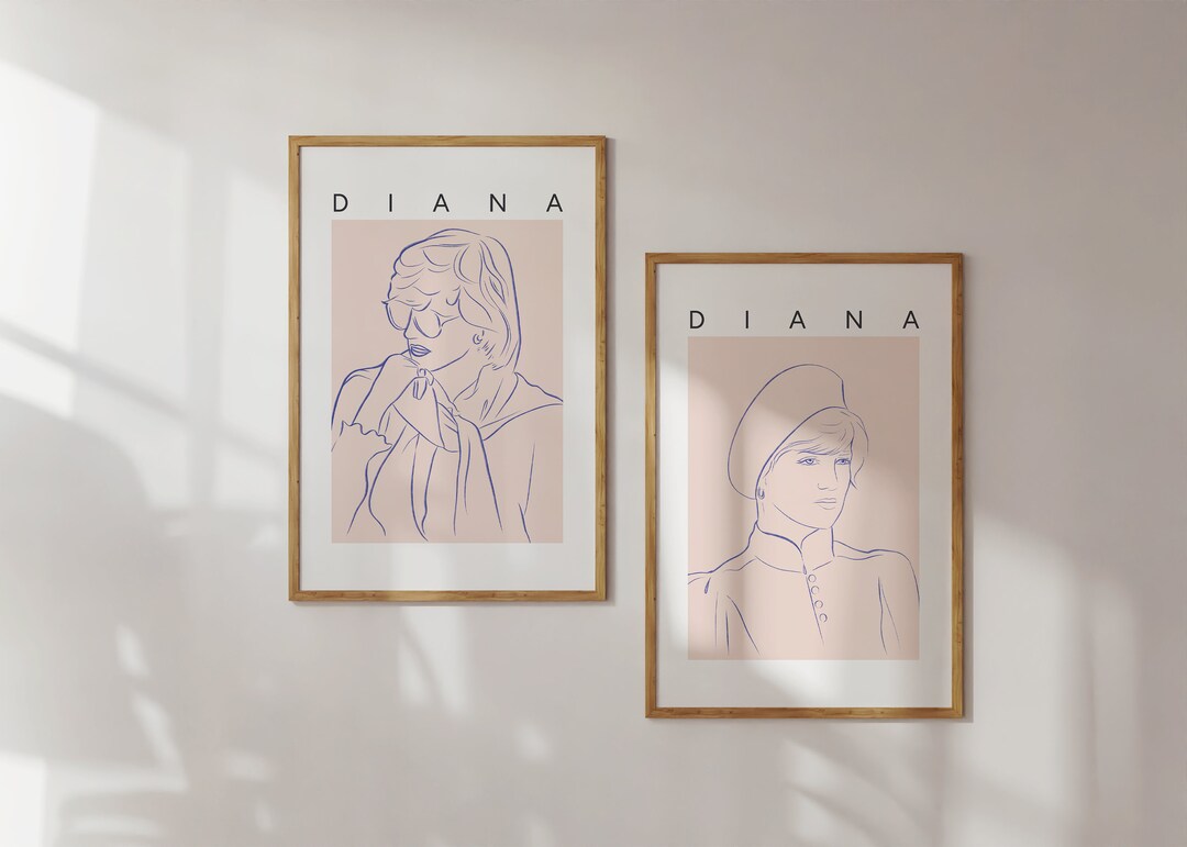 Princess Diana Wall Art set of 2 Princess Diana Art - Etsy