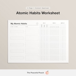 Printable Atomic Habits Worksheet Goals Planner Printable - Etsy