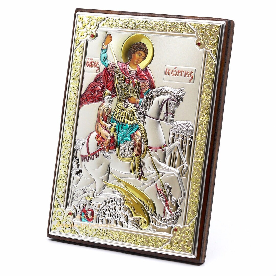 St George Warrior Icon, Silver Plated Orthodox Art (5.12" X 7.1") - Etsy