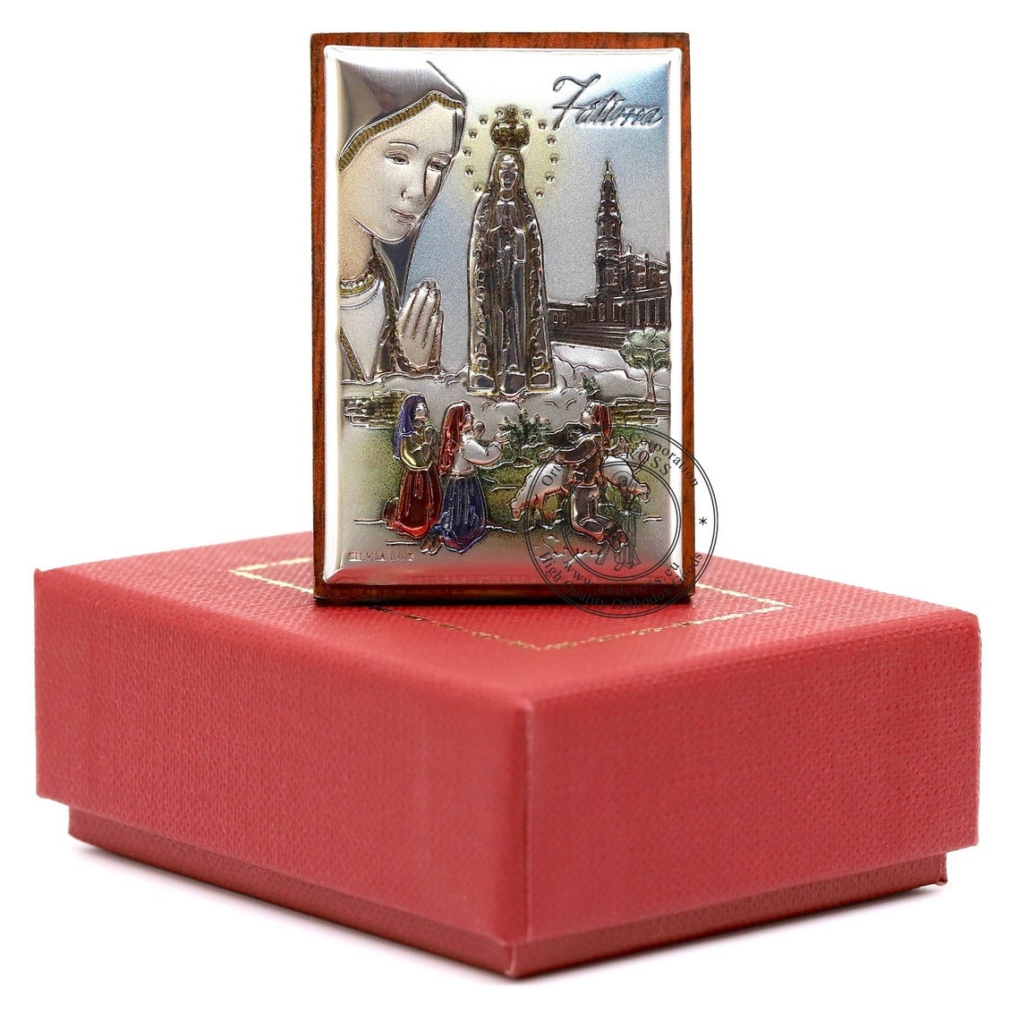 Our Lady of Fatima Catholic Icon. Silver Plated .999 ( 2.2" X 1.5" ) 5 ...