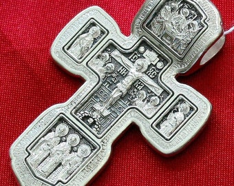 Extra Large Pectoral Orthodox Priest Cross Necklace Clergy Silver Large ...