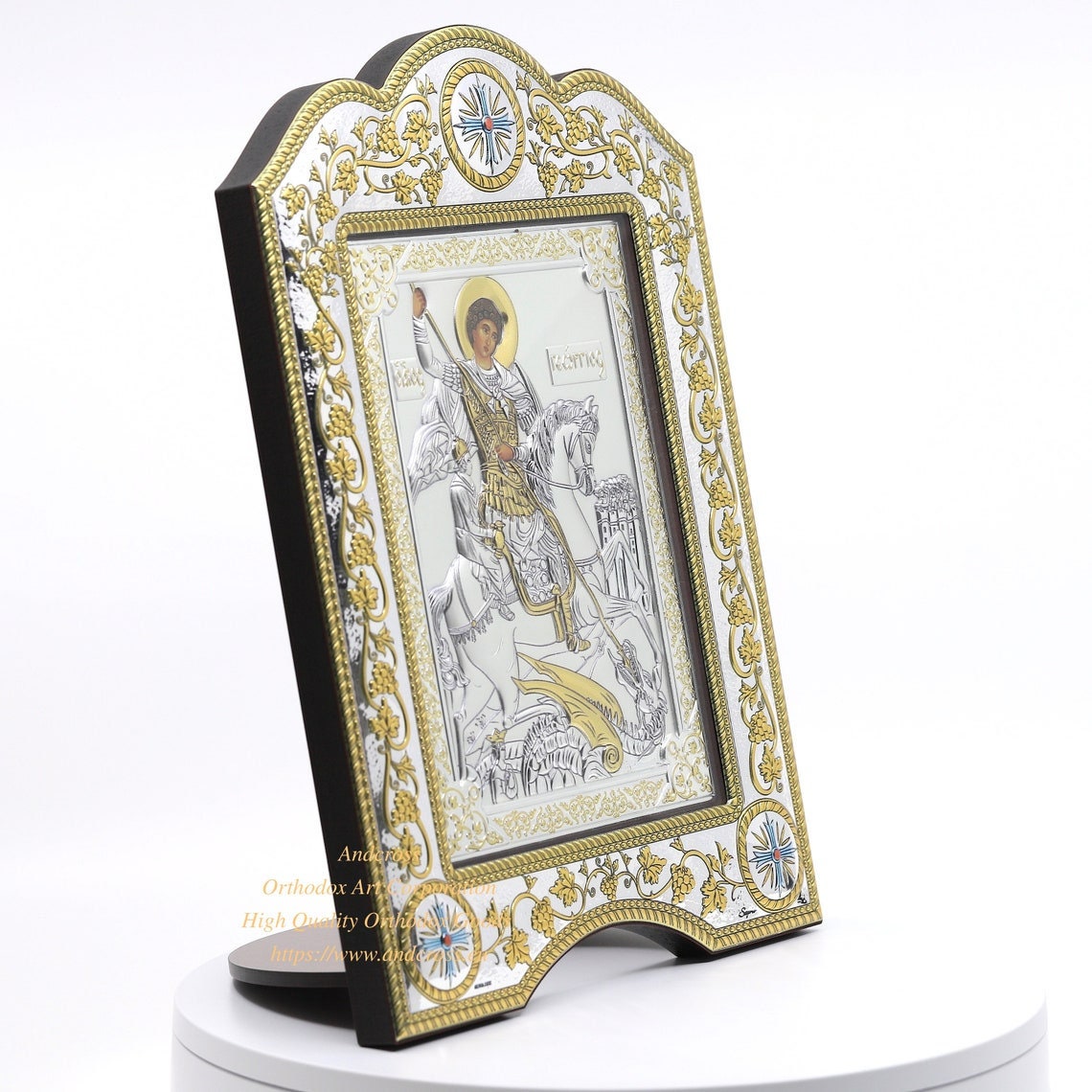 St. George Orthodox Icon, Silver & Gold Frame, 21x28cm - Etsy