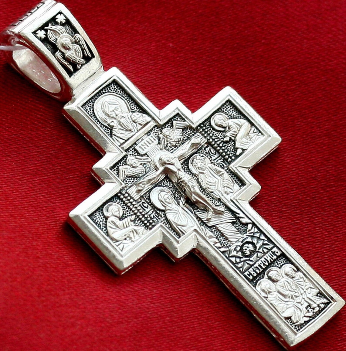 Lord Almighty Icon Greek Orthodox Prayer Body Cross Solid Silver 925 ...