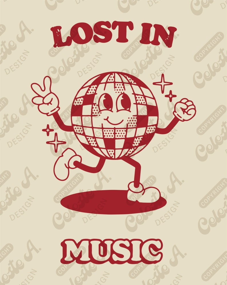 Lost in Music Disco Music Wall Print Retro Quote Wall - Etsy