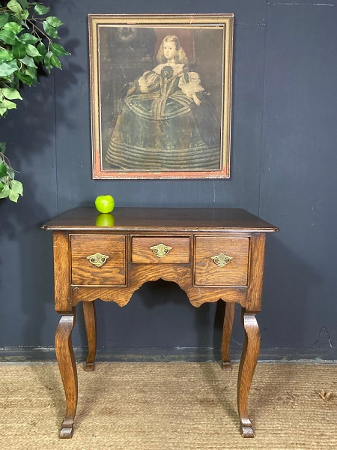 A Quality Solid Oak Lowboy or Side Table Console in the Georgian Manner ...