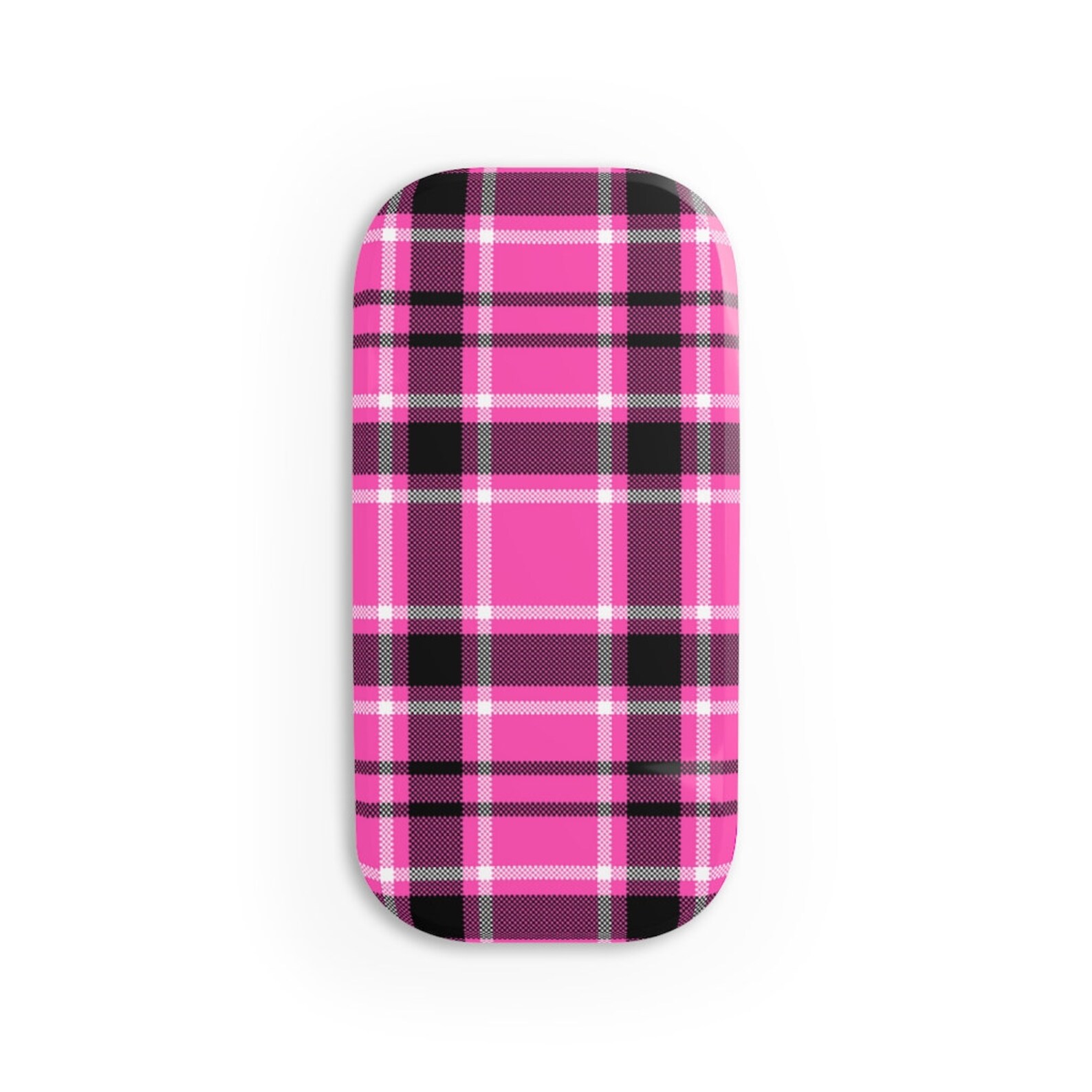 Pink, Black and White Buffalo Plaid Phone Click-on Grip, Removable ...