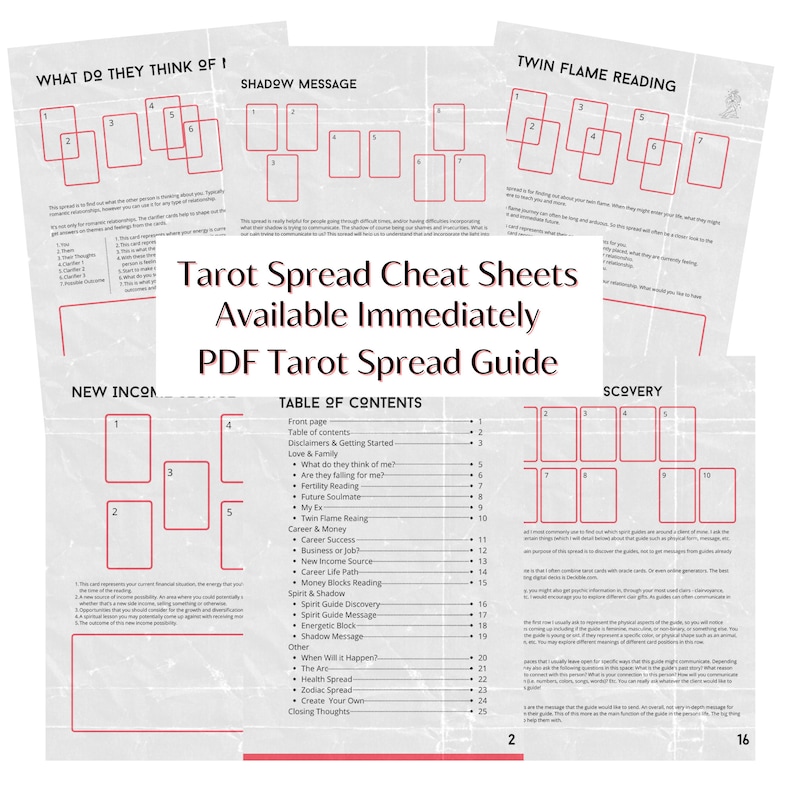 20 Tarot Spread Cheat Sheet: Printable Tarot Guide (PDF) - Etsy
