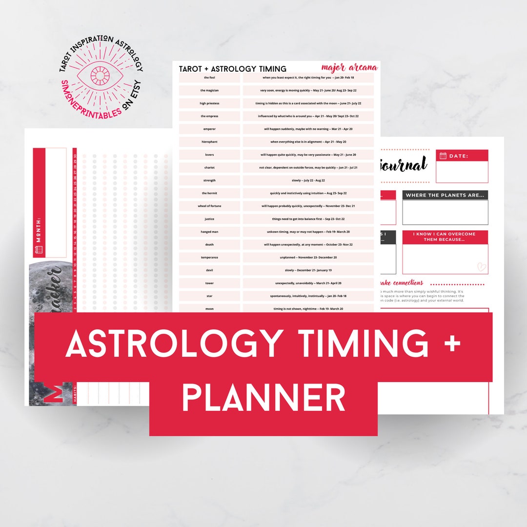 Tarot Astrology Timing Journal: Printable Cheat Sheets (A4, US Letter ...