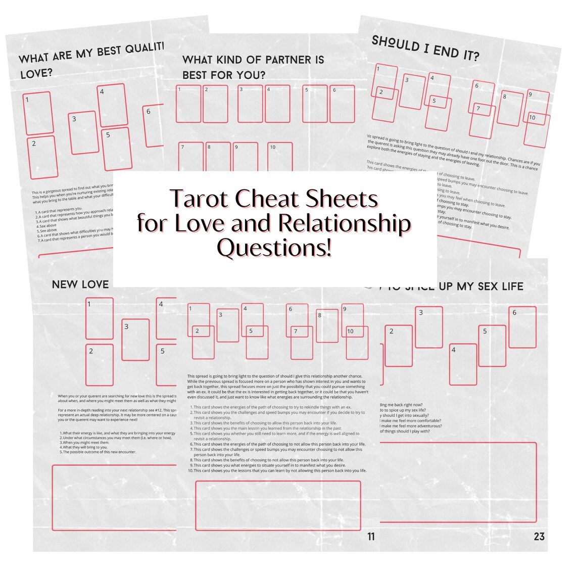 20 Love Tarot Spreads Cheat Sheet Examples: Give the Most Detailed Love ...