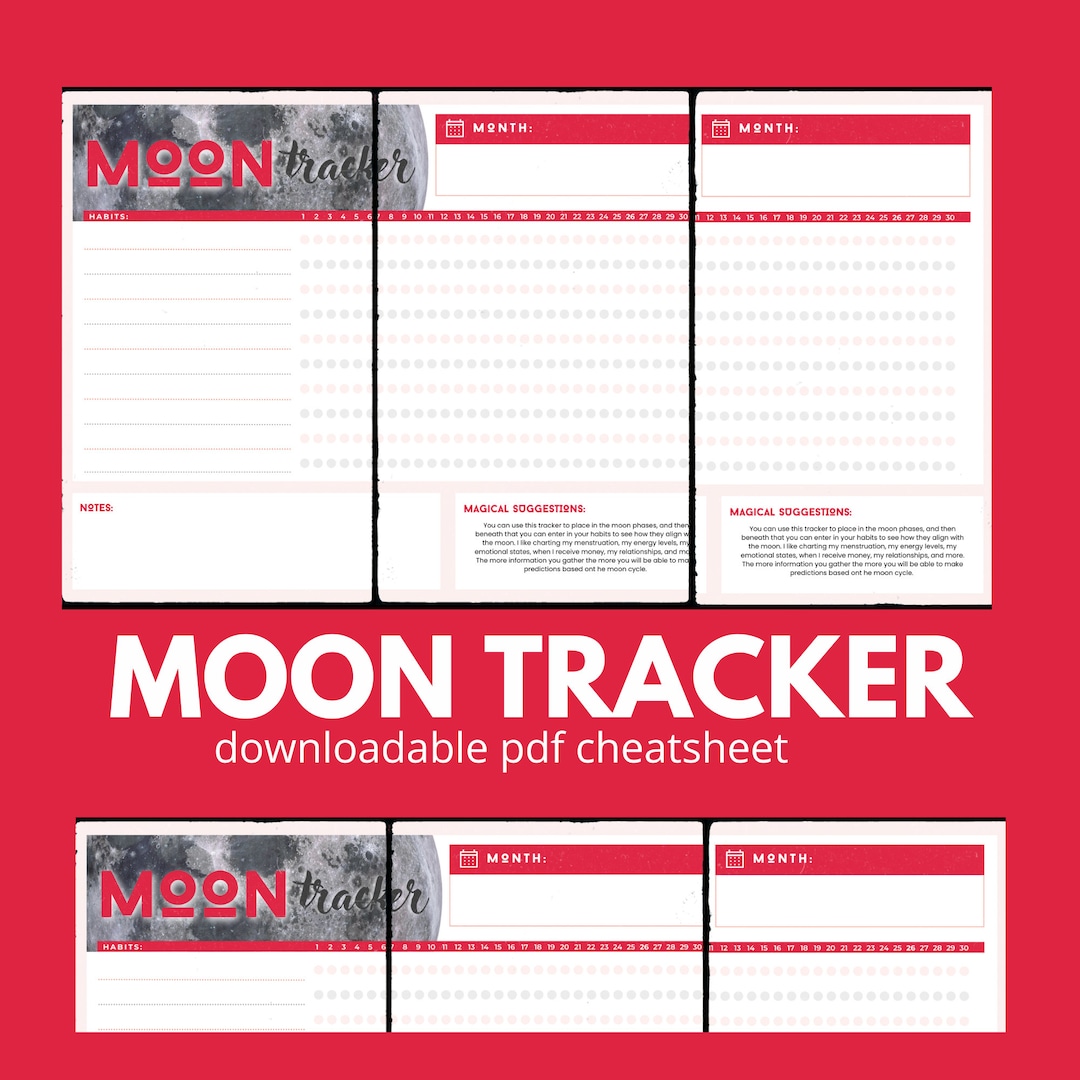 Moon Tracker * Habit Tracker * Moon Cycles Tracker * PDF Guide to Track ...