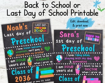 First & Last Day of School Sign: Editable Canva Template (digital ...