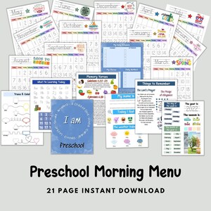 Preschool Morning Menu Printable Morning Basket Bundle - Etsy