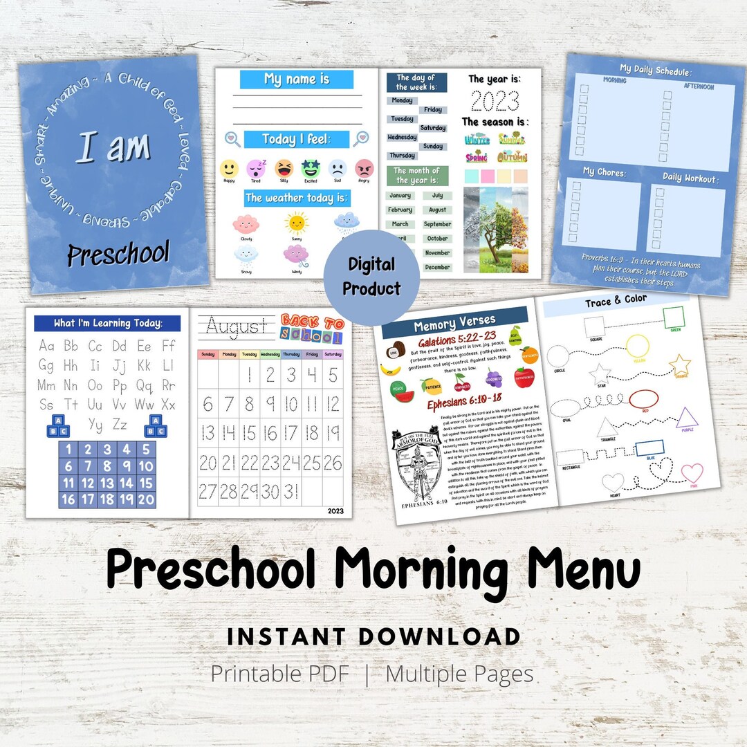 Preschool Morning Menu Printable Morning Basket Bundle - Etsy