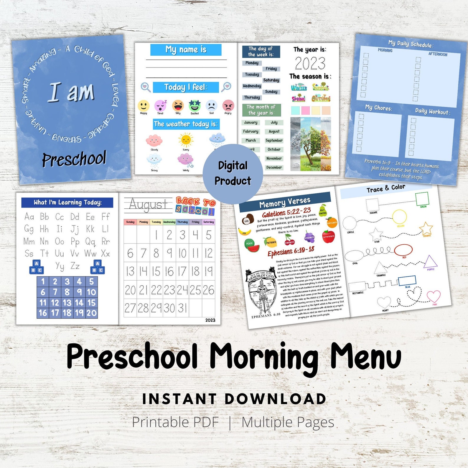 Preschool Morning Menu Printable Morning Basket Bundle - Etsy