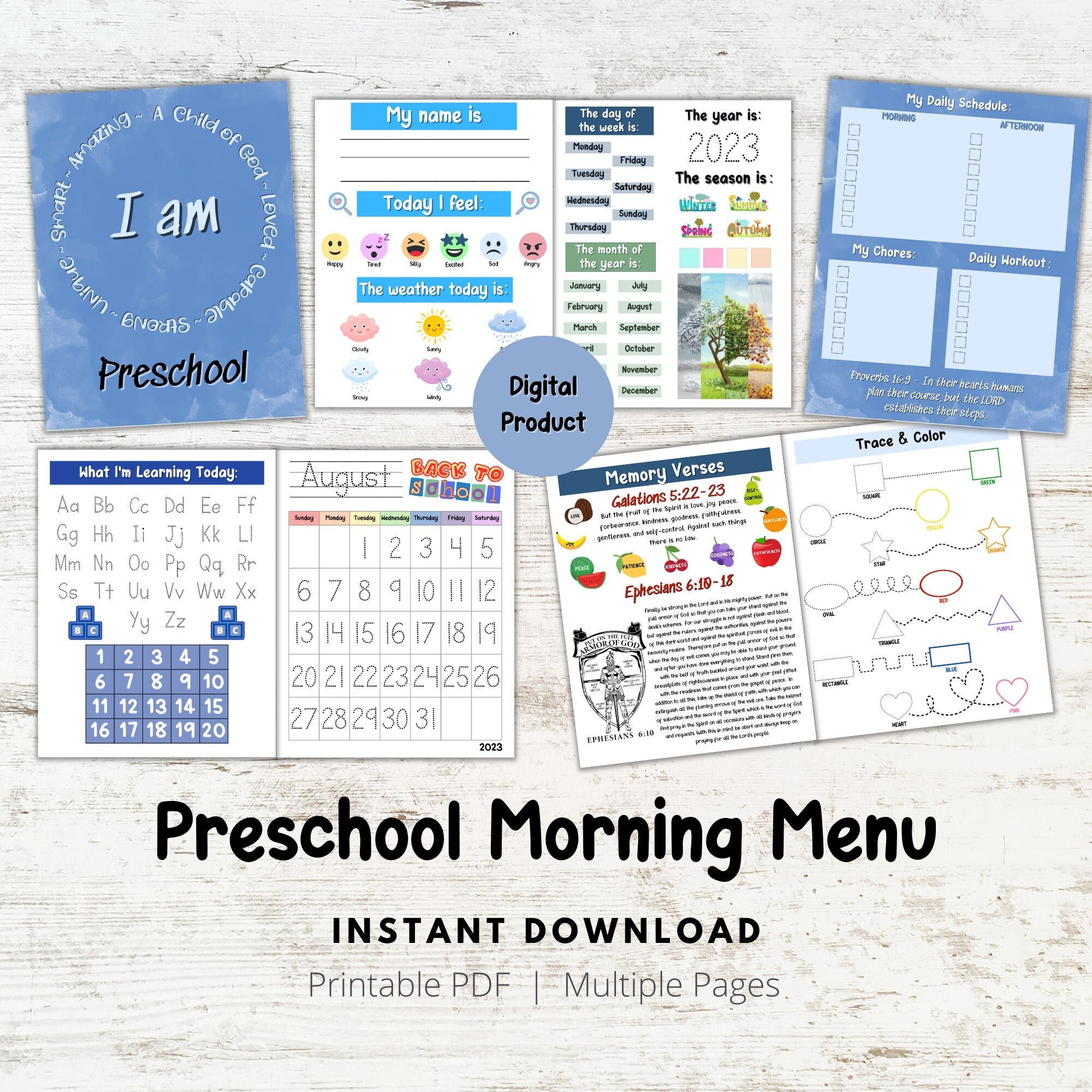 Preschool Morning Menu Printable Morning Basket Bundle - Etsy