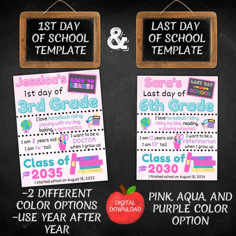 First & Last Day of School Sign: Editable Canva Template (digital ...