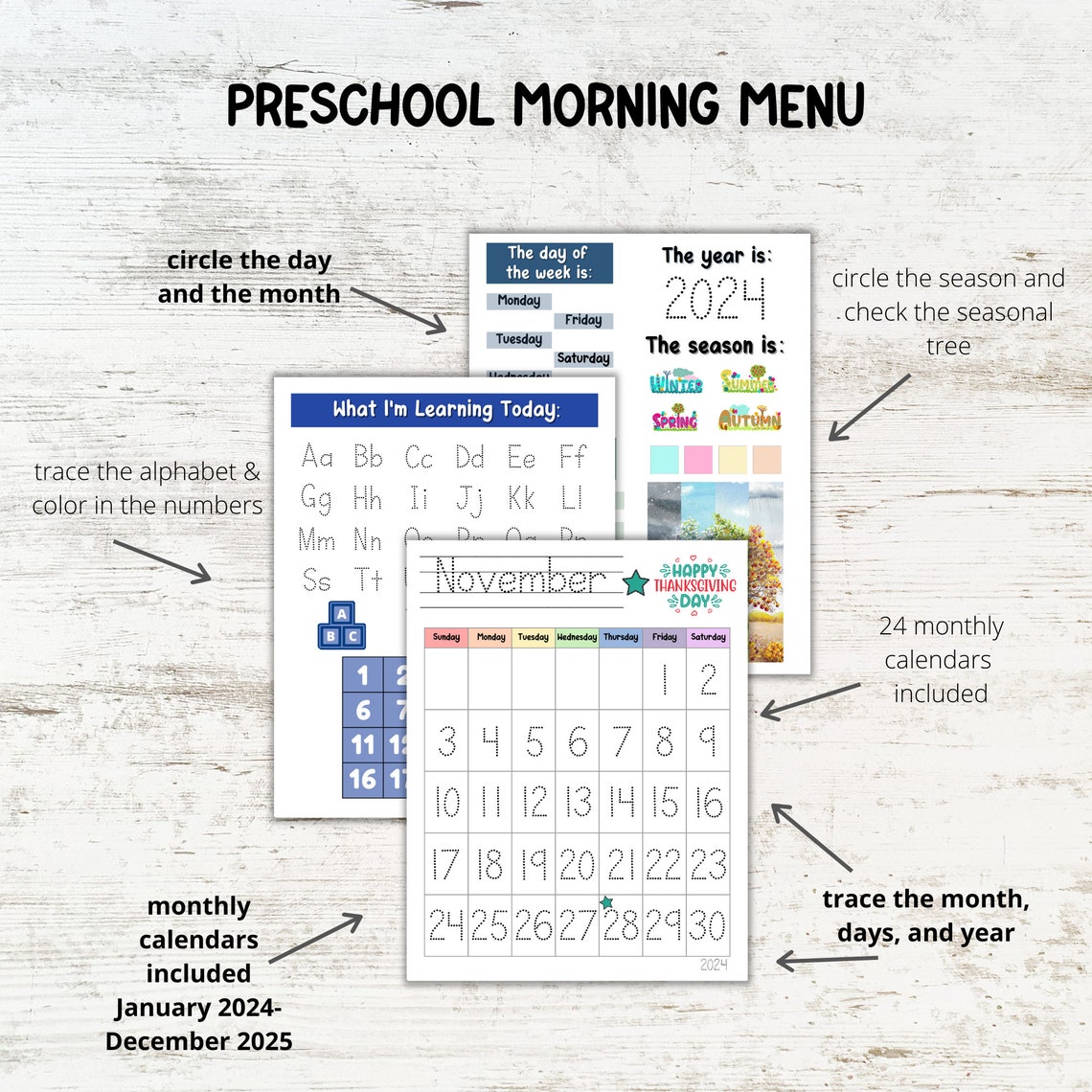 Preschool Morning Menu Printable, Morning Basket Bundle, Customizable ...