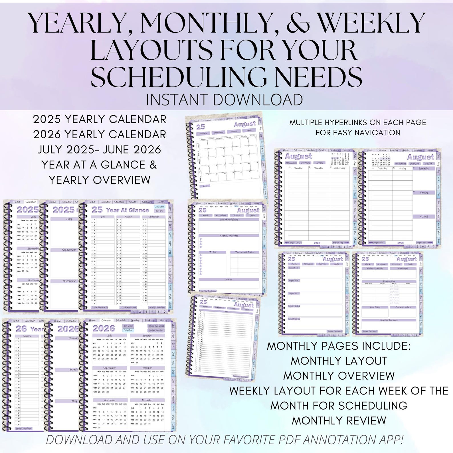 Digital Homeschool Planner 2025-2026: Hyperlinked Record Keeper for ...
