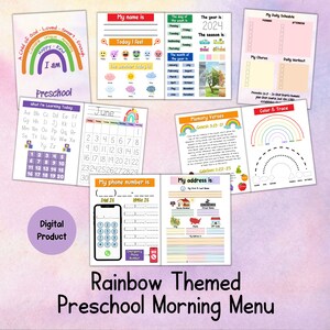 Rainbow Themed Morning Menu Bundle, Preschool Learning Binder ...