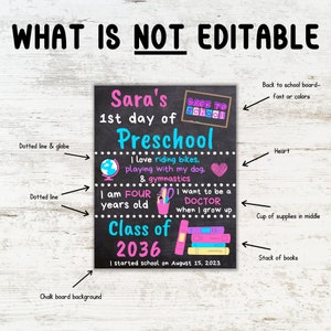Editable First Day of School Printable, Chalkboard Last Day of School ...