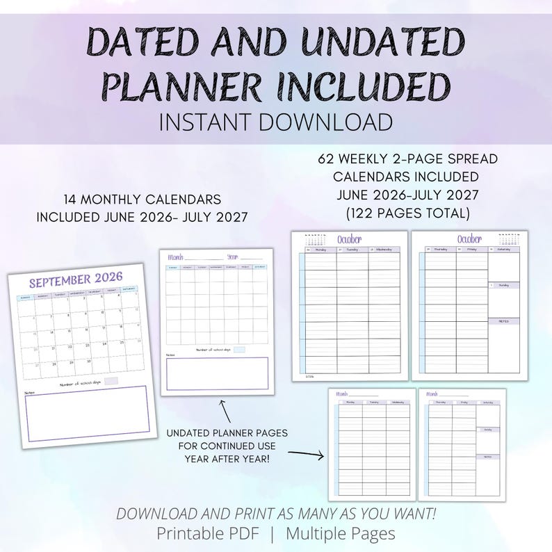 Homeschool Planner 2026-2027: Scheduling Workbook Dated and Undated ...