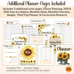 Homeschool Planner & Scheduling Workbook, 2025-2026 Sunflower Planner ...