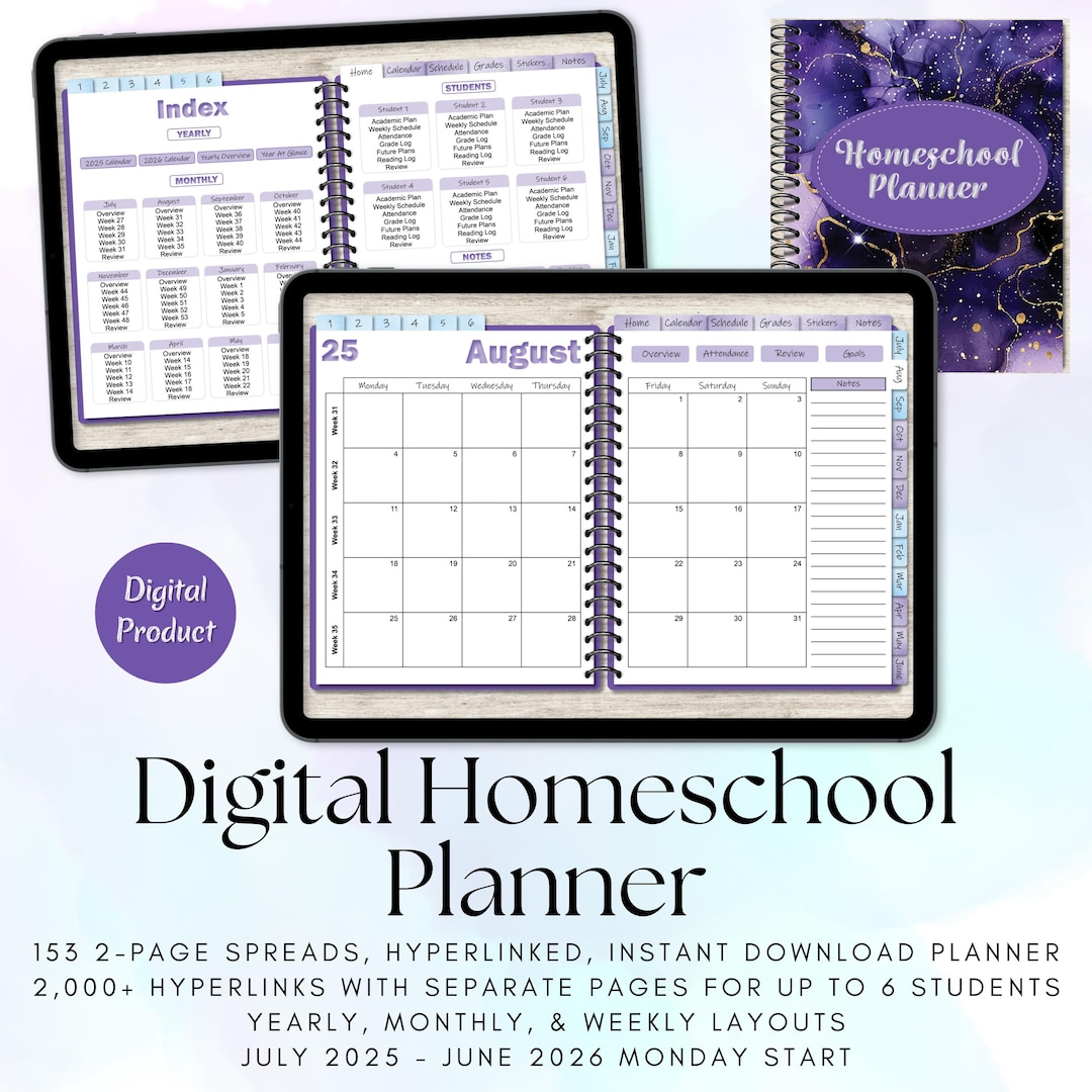 Digital Homeschool Planner 2025-2026: Hyperlinked Record Keeper for ...
