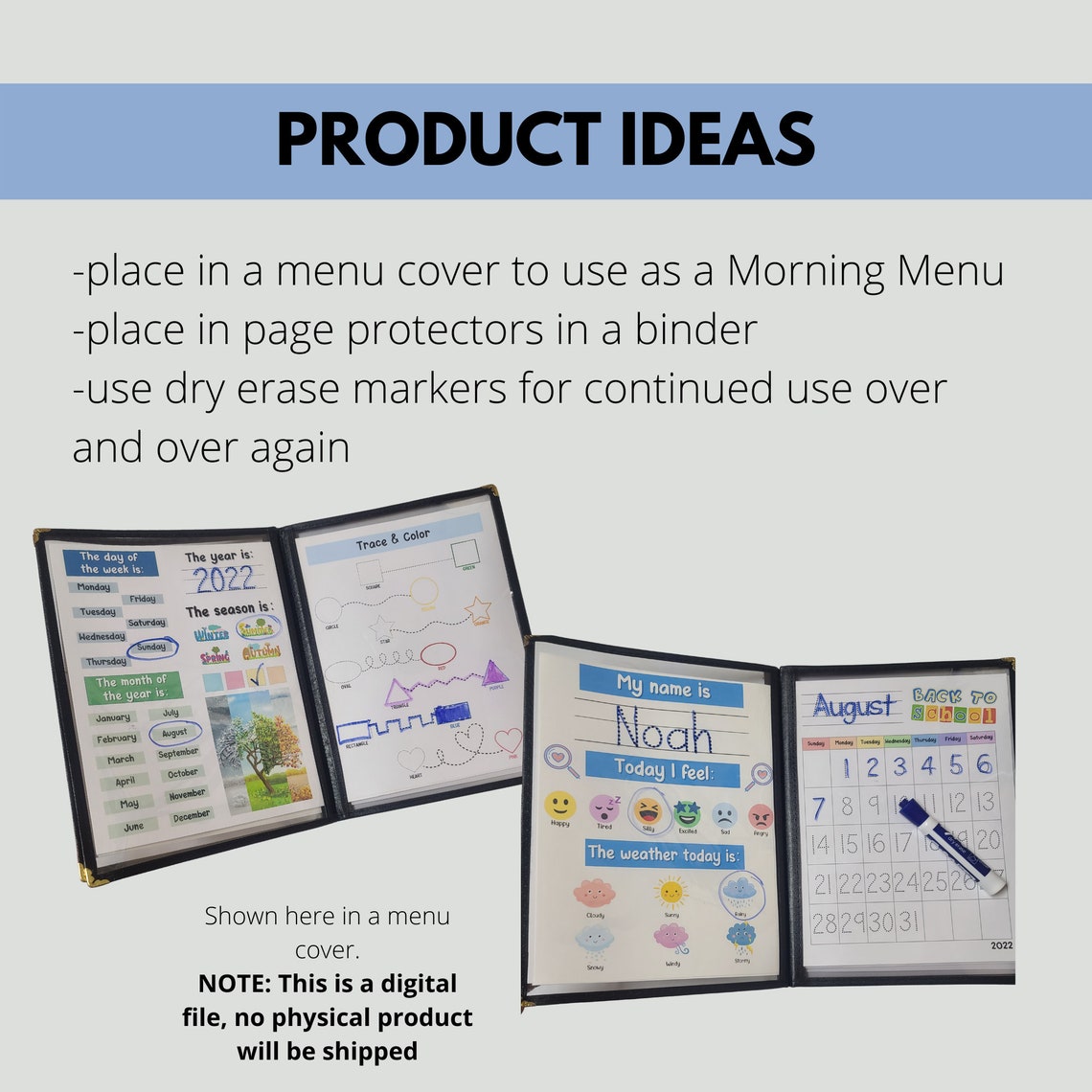 Preschool Morning Menu Printable Morning Basket Bundle - Etsy