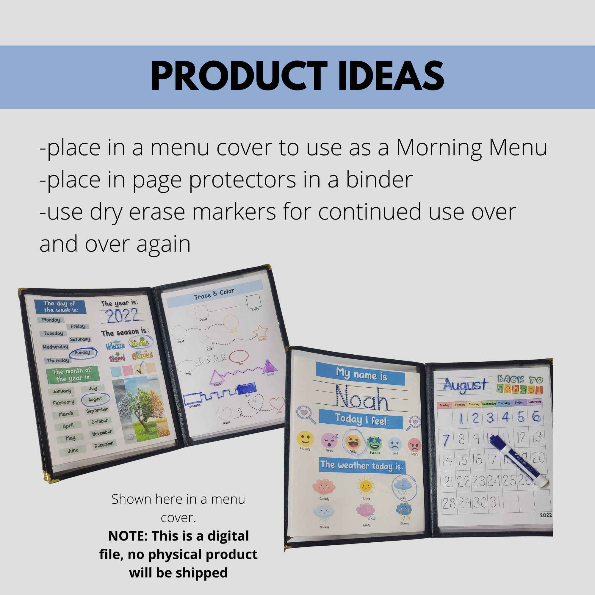 Preschool Morning Menu Printable Morning Basket Bundle - Etsy