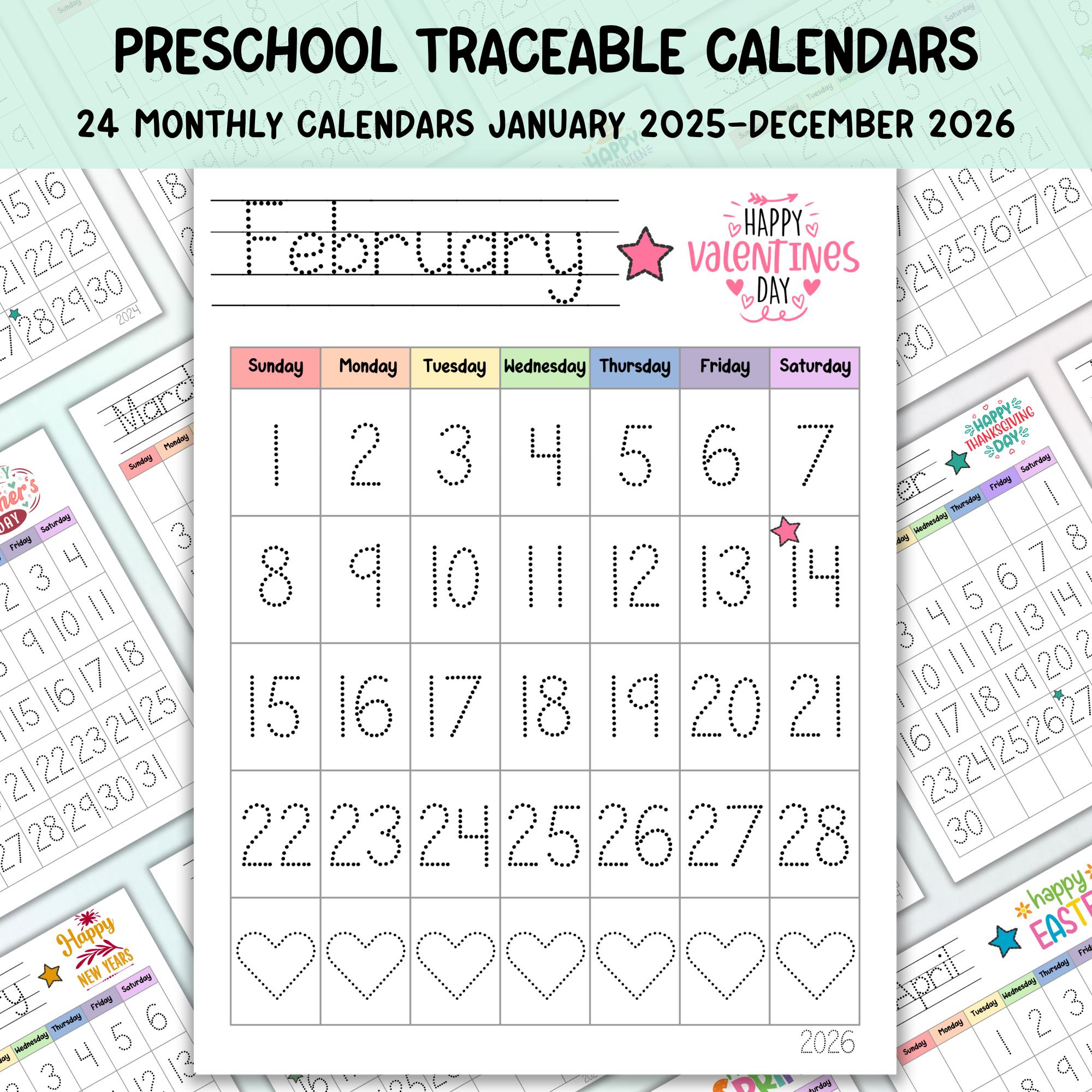 2025-2026 Traceable Calendar: Homeschool Printable (PDF Download) - Etsy