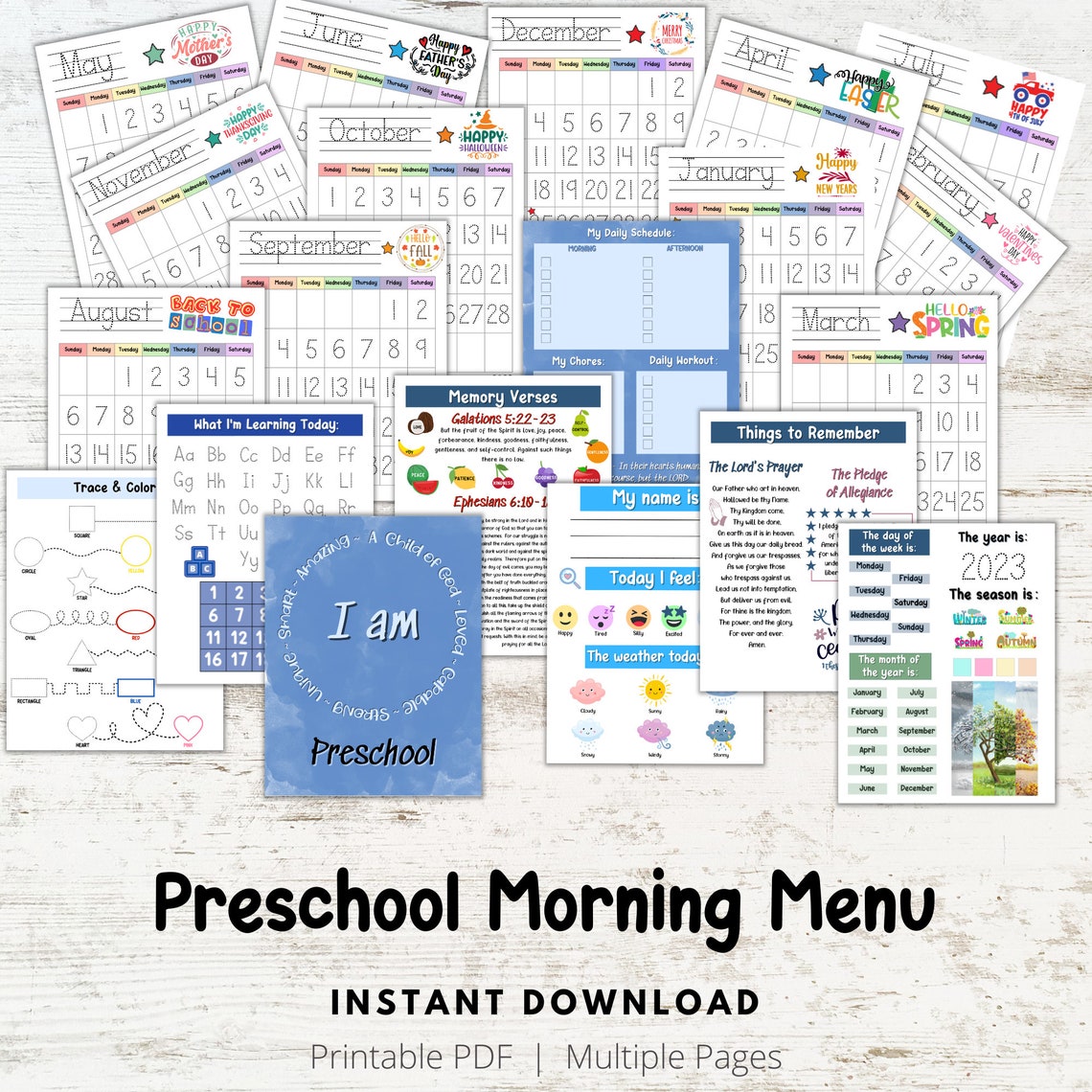 Preschool Morning Menu Printable Morning Basket Bundle - Etsy