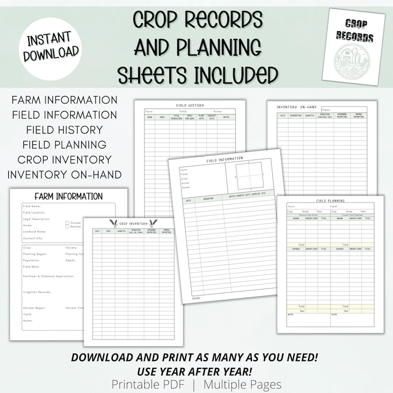 Farm Management Planner: Agriculture Journal & Record Keeper (printable ...