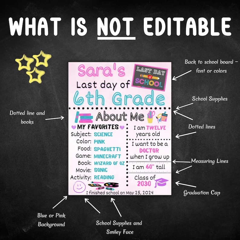 Editable School Sign Printable: First & Last Day Keepsake (canva ...