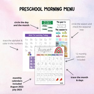 Rainbow Themed Morning Menu Bundle, Preschool Learning Binder ...