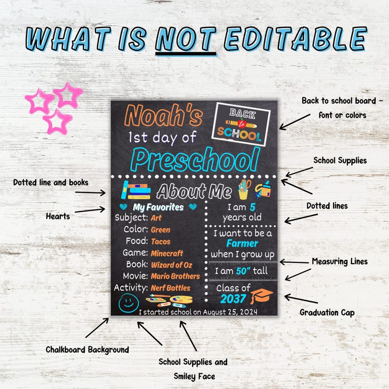 Editable Chalkboard First Day of School Printable Sign, Chalkboard Last ...