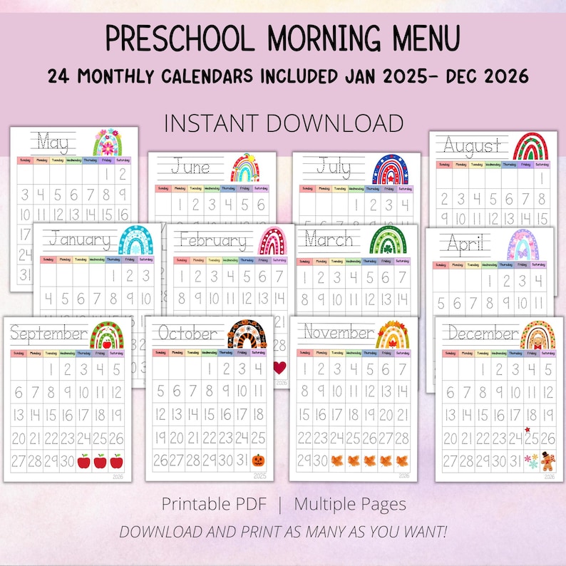 Rainbow Themed Morning Menu Bundle, Preschool Learning Binder ...
